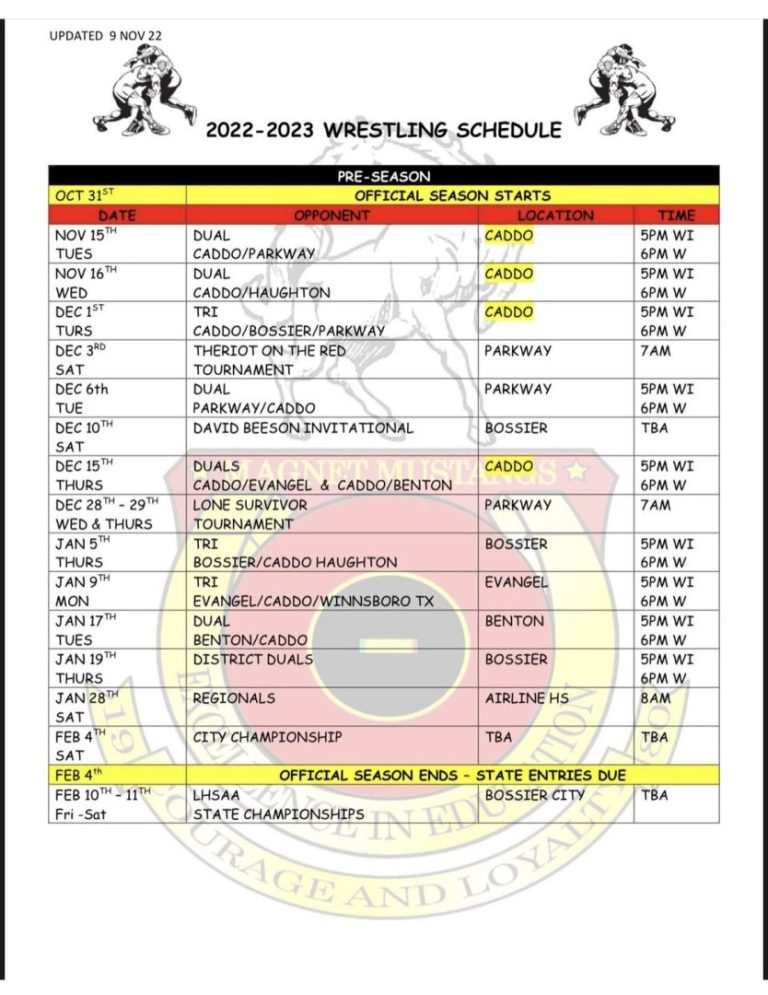 Soccer and Wrestling Schedules - Caddo Parish Magnet High School